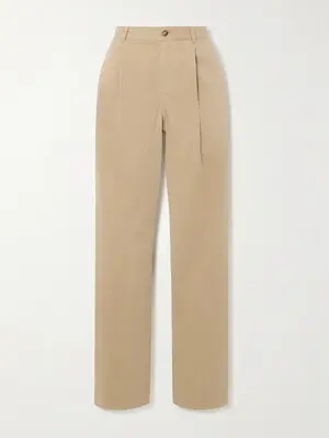 Ralph Lauren Fallon Pleated Cotton-twill Straight-leg Trousers