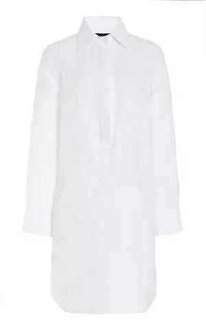 Brandon Maxwell Lola Polka-dotted Jacquard Tunic Dress - White