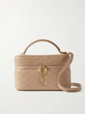 Saint Laurent Gaby Vanity Mini Quilted Leather Shoulder Bag Neutrals