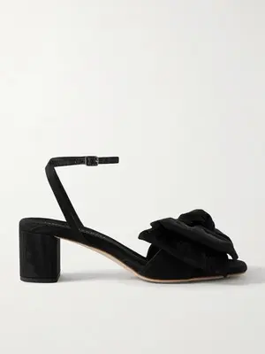LOEFFLER RANDALL Carmen Bow-embellished Moire Block Heel Sandals