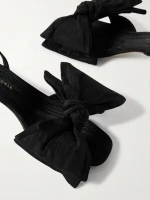 LOEFFLER RANDALL Carmen Bow-embellished Moire Block Heel Sandals