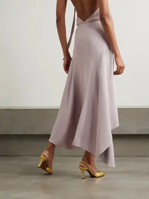 Victoria Beckham Paneled Asymmetric Crepe Midi Skirt