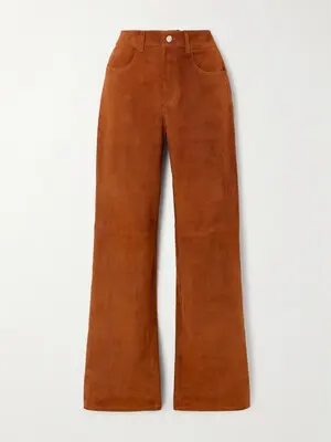 Stouls Mythéo Paneled Suede Straight-leg Trousers - Brown