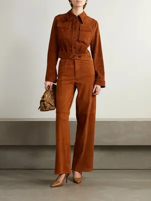 Stouls Mythéo Paneled Suede Straight-leg Trousers - Brown