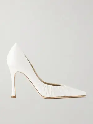 DANIELLE FRANKEL Nala Ruched Satin Pumps - Neutrals