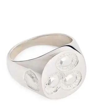 BLEUE BURNHAM Oval Chloroplast Impression Signet Ring - Silver