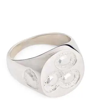 BLEUE BURNHAM Oval Chloroplast Impression Signet Ring - Silver
