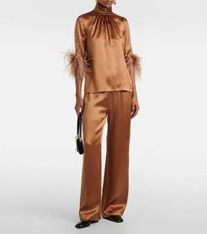 Dolce & Gabbana Silk Satin Wide-leg Trousers