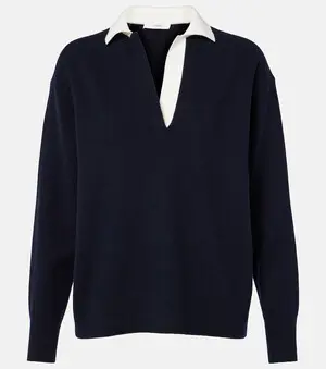 Vince Wool And Cashmere-blend Polo Sweater - Blue