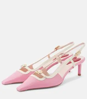 ROGER VIVIER Viv' Canard Leather Slingback Pumps - Pink