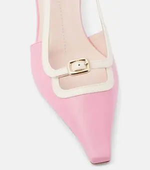 ROGER VIVIER Viv' Canard Leather Slingback Pumps - Pink