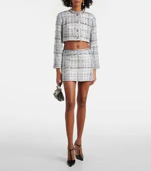 Dolce & Gabbana Cropped Checked Lame Tweed Jacket