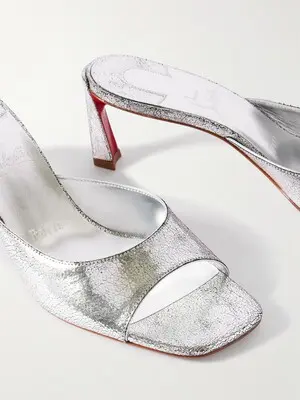 CHRISTIAN LOUBOUTIN Condora 55 Metallic Cracked-leather Mules