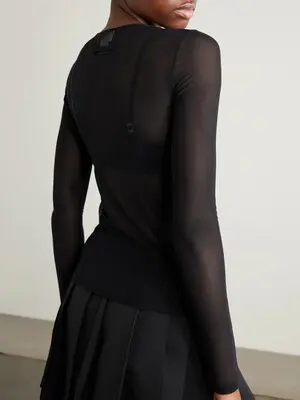 JEAN PAUL GAULTIER Flocked Stretch-tulle Top