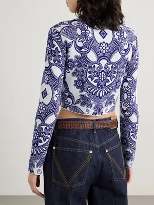 Etro Cropped Paisley Jacquard Cardigan
