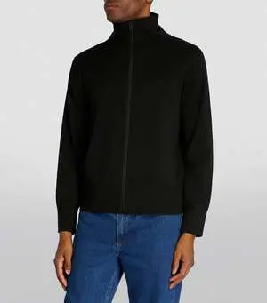 Sandro Wool Zip-up Cardigan - Black