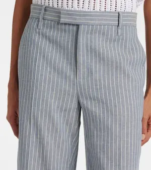 Brunello Cucinelli Striped Linen And Cotton-blend Wide-leg Trousers