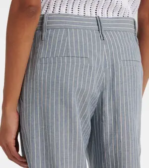 Brunello Cucinelli Striped Linen And Cotton-blend Wide-leg Trousers