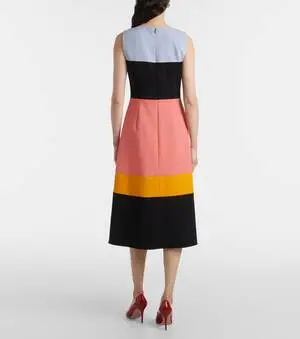 Carolina Herrera Colorblocked Wool-blend Midi Dress