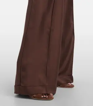 TOM FORD Silk Twill Wide-leg Trousers - Brown