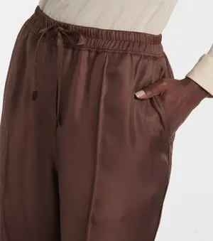 TOM FORD Silk Twill Wide-leg Trousers - Brown