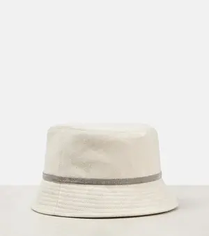 Brunello Cucinelli Linen Canvas Bucket Hat - Beige