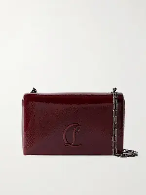 CHRISTIAN LOUBOUTIN Loubi54 Embellished Crinkled Patent-leather Shoulder Bag - Red