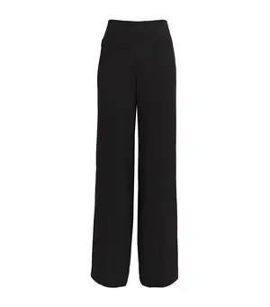 Sandro Sequin Pinstripe Wide-leg Trousers - Black
