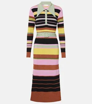 Rixo Striped Metallic Midi Dress - Multicoloured