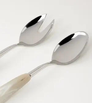 Brunello Cucinelli Horn And Stainless Steel Salad Serving Set