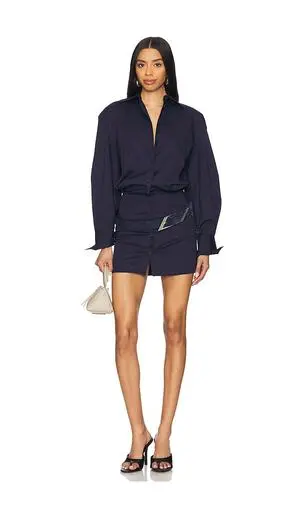 Attico Long Sleeve Shirt Mini Dress - Navy