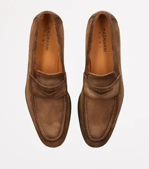 Magnanni Suede Diezma Penny Loafers - Brown