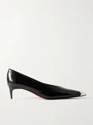 CHRISTIAN LOUBOUTIN Katissima 45 Embellished Patent-leather Point-toe Pumps - Black
