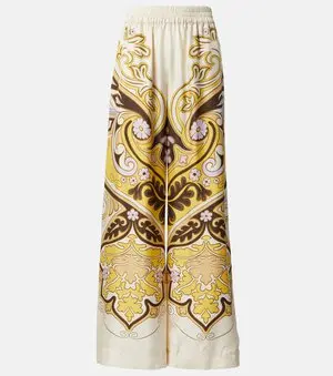 La DoubleJ La DoubleJ Spells Placée Printed Silk Twill Palazzo Pants Multicoloured