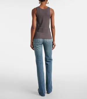Saint Laurent Cassandre Ribbed-knit Cotton Tank Top