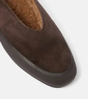 Le Monde Beryl Shearling-lined Suede Ballet Flats - Brown