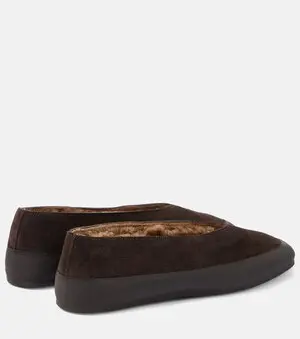 Le Monde Beryl Shearling-lined Suede Ballet Flats - Brown