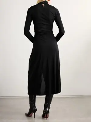 16Arlington Vento Pleated Draped Jersey Midi Dress