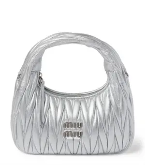 Miu Miu Miu Miu Matelassé Leather Wander Top-Handle Bag Metallic