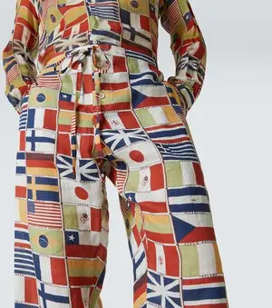 BODE International Printed Linen Straight Pants