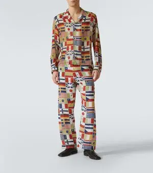 BODE International Printed Linen Straight Pants