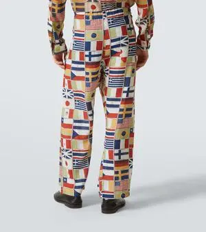 BODE International Printed Linen Straight Pants