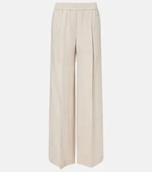 Brunello Cucinelli Linen Wide-leg Trousers - Neutrals