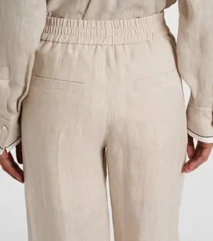 Brunello Cucinelli Linen Wide-leg Trousers - Neutrals