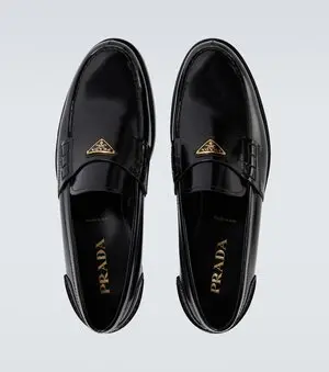 Prada Logo Leather Loafers