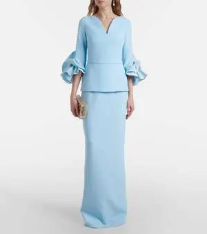 Safiyaa Clemence Ruffled Crepe Gown