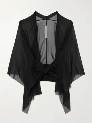 Rick Owens Asymmetric Silk-chiffon Jacket - Black