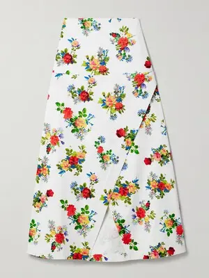 KIKA VARGAS Maysie Floral-print Cotton-blend Poplin Maxi Skirt - Multi