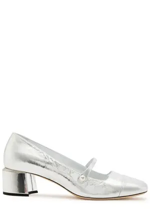 JIMMY CHOO Elisa 45 Metallic Leather Pumps - Silver