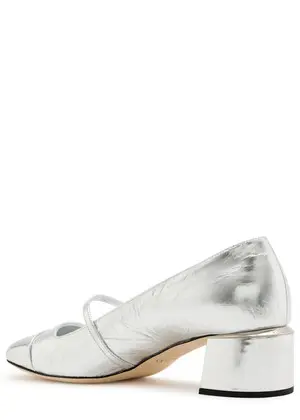 JIMMY CHOO Elisa 45 Metallic Leather Pumps - Silver